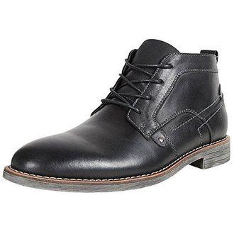 Rismart Homme Cheville Haute Rond Orteil Populaire Cuir Chukka Bottes et Boots SN01801(Noir,43 EU)
