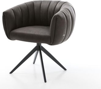 DELIFE Drehstuhl Jada-Flex Mikrofaser Anthrazit Vintage Kreuzgestell breit Schwarz 360&deg; drehbar Wippfunktion Taschenfederkern, Esszimmerst&uuml;hle