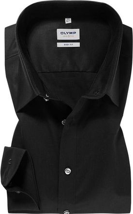 Olymp Herren Hemd schwarz Baumwoll-Stretch