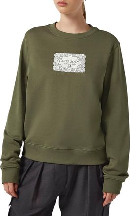 Scotch & Soda Womens Chest Artwork Regular Sweatshirt, Washed Military, L