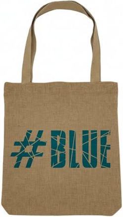 Fabulous Sac Shopping Tote Bag Aspect Lin - Hashtag Blue Bleu Tendance - Sac de Courses Toile Epaisse 360g Beige Naturel Cabas Port&eacute; Epaule Solide Imprim&eacute; en F