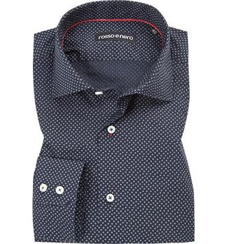 Rosso E Nero Herren Hemd blau gemustert
