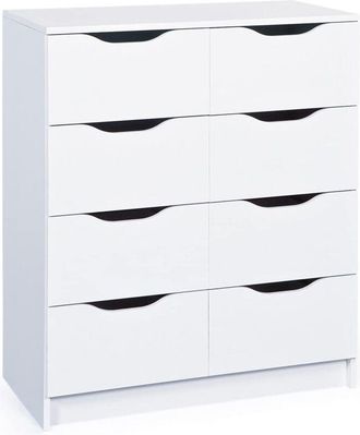 Inter Link SAS Commode 8 tiroirs bois m&eacute;lamin&eacute; blanc Bakus