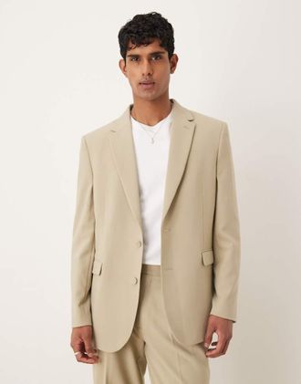 Asos Veste de costume longue et décontractée - Taupe-Vert