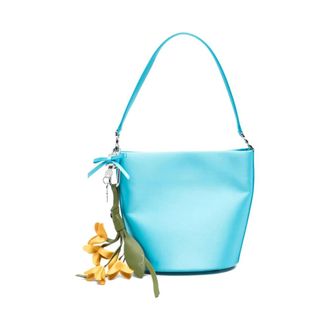 Self Portrait Femme, Sacs, Bleu, Taille: ONE Size Satin Bucket Bag