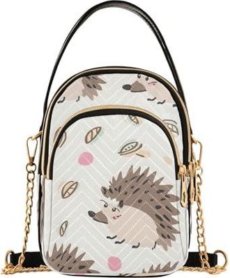 Mnsruu Sac à bandoulière pour femme, motif hérisson, animal de la forêt, sac à main, petit sac à bandoulière avec sangle réglable