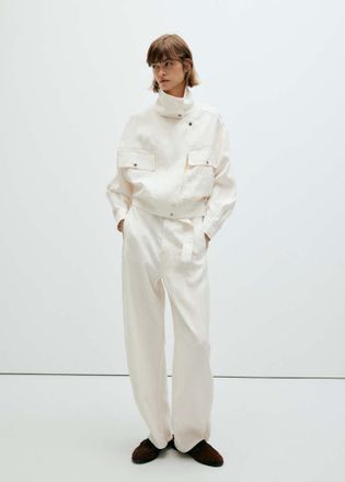 Mango Veste bomber col chemin&eacute;e blanc - Femme - S - MANGO