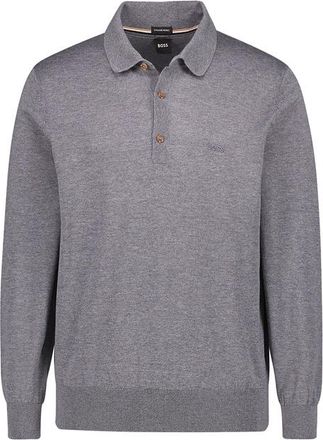 HUGO BOSS Herren Pullover grau Merino unifarben