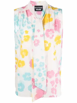Moschino Top mit Blumen-Print - Wei&szlig;
