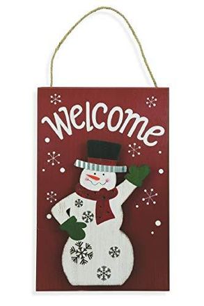 Galileo Casa 2423997 Türschalen, Xmas Welcome mit LED, MDF, Rot, Einheitsgröße