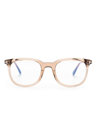 Tom Ford Eyewear Eckige Brille mit transparentem Gestell - Braun