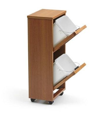 Arredamenti Italia 872 Madera 2 Poubelle Tri Sélectif Hêtre Massif Cerise 36 x 84 x 26 cm