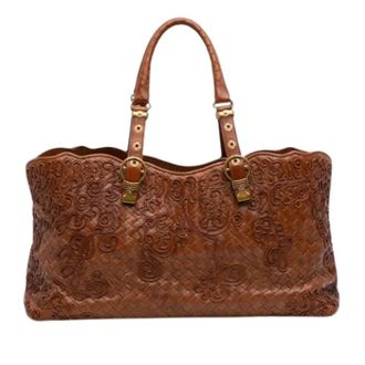 Bottega Veneta Sac cabas en cuir nappa tress&eacute; Pre-owned - Femme - Pre-owned - Brun - Taille: ONE Size