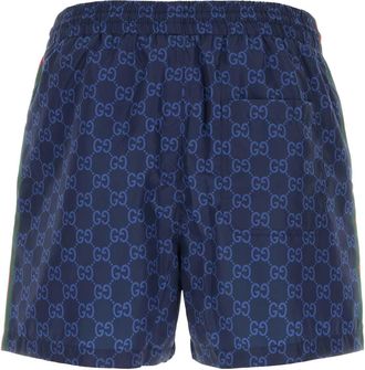 Gucci Logo-Printed Polyester Swimming Shorts - Navy