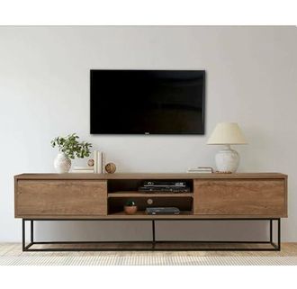 Dmora TV-Schrank Selena 180x40x50 cm Braun, EIN Regal, 2 Fächer