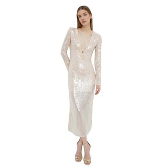 Patrizia Pepe Pailletten-Maxikleid - - Dresses - Damen - Beige - XS