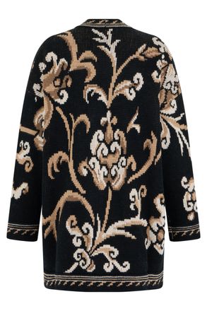 Etro Womens Cardigan With Graphic Pattern Black Wool Cardigans Sweater
