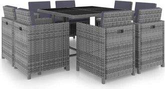 vidaXL Vidaxl - Ensemble &agrave; manger dext&eacute;rieur avec coussins 9pcs r&eacute;sine tress&eacute;e