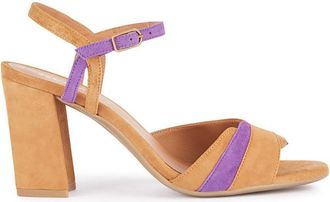 Geox Damen D New ERAKLIA 80 D Heeled Sandal, Cognac/Purple, 37 EU