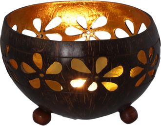 Guru Shop Exotisches Kokosnuss Teelicht - Modell 4, Size:klein (8x11 cm)