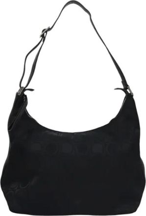 Ferragamo Pre-owned Toile sacs-main - Femme - Pre-owned - Noir - Taille: ONE Size