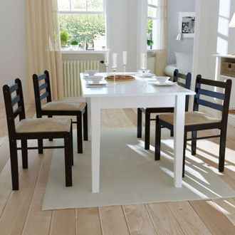 vidaXL Vidaxl - Esszimmerst&uuml;hle 4 Stk. Braun Massivholz Gummibaum und Samt