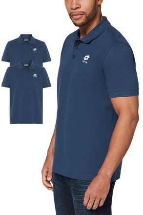 Lotto Poloshirt Herren blau, 2er Set in Größe 4XL I Poloshirt Kurzarm, Baumwolle I Poloshirts mit gesticktem Logo, vielseitig kombinierbar I Polohemd in 2 F