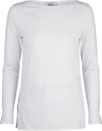 Alpha Studio Femme, Tops, Blanc, Taille: 40 FR Maglia scollo a barca
