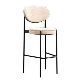 Generic Barhocker mit R&uuml;ckenlehne, moderner Lounge-Barhocker mit hoher Sitzfl&auml;che, atmungsaktive Vorderkante aus Baumwolle und Leinen, Metallgestell mit Fu&szlig;st