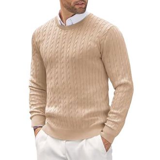 Generic Pull pour homme UK &agrave; col rond en tricot avec col en c&acirc;ble, long manches, pour bureau, chaud, sous-v&ecirc;tement en tricot, doux, confortable, tricot de tra