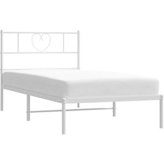 vidaXL Cadre de lit m&eacute;tal sans matelas avec t&ecirc;te de lit blanc 75x190cm vidaXL