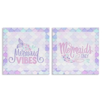 Stupell Industries Dreamy Mermaid Sätze mit Waage, 2-teiliges Leinwand-Wandkunst-Set, Design von Kim Allen, 43,2 x 43,2 cm