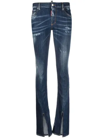 Dsquared2 jean &eacute;vas&eacute; &agrave; taille basse - Bleu