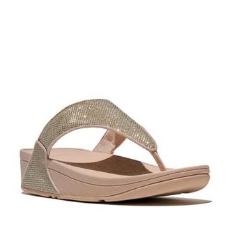 FitFlop Femme Lulu Shimmerglitz Toe-Post Sandals, Platino, 37 EU