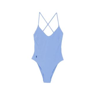 Polo Ralph Lauren Femme, Maillots de bain, Bleu, Taille: 38 FR Maillot de bain &agrave; col en V