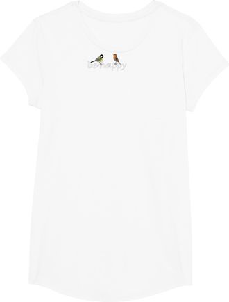 jz.birds Vogelmotiv Be Happy Kohlmeise Rotkehlchen Gartenv&ouml;gel T-Shirt