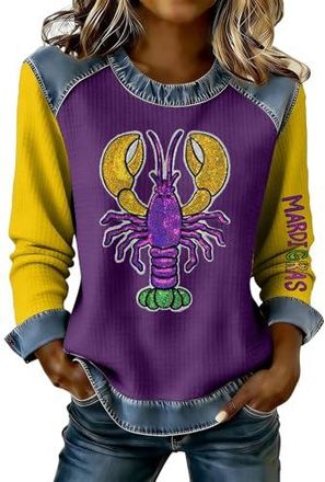 Generic Sweat-shirt &agrave; col rond imprim&eacute; pour femme, polyvalent, &agrave; manches longues, haut basique, costume de carnaval, sweatshirts &agrave; manches longues, tunique te