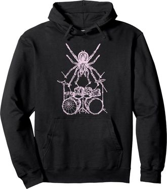 Seembo Spinne spielt Trommeln Tier Schlagzeuger Rock Drumming Musiker Pullover Hoodie