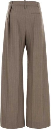 Victoria Beckham Limestone Exterior: Virgin Wool Pantaloni Trousers