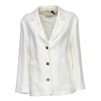Max Mara Giacca in stuoia di puro lino pesante - - Jackets - Damen - Wei&szlig; - M