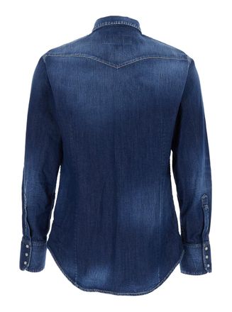 Dsquared2 Mens Shirt Classic Collar Blue Denim Cotton