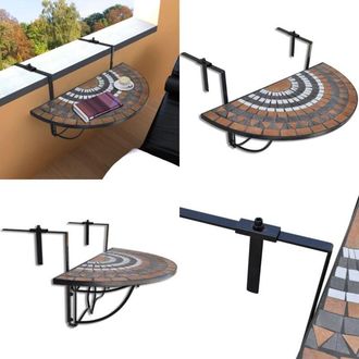 vidaXL Balkonh&auml;ngetisch Mosaik Terracotta und Wei&szlig; - Balkontisch - H&auml;ngetisch - Terrasse - Essbereich - Outdoor M&ouml;bel - Home & Living