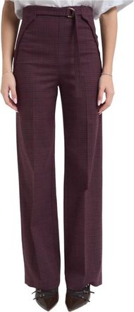 Patrizia Pepe Femme, Pantalons, Rouge, Taille: 42 FR Pantalon fluide &agrave; carreaux