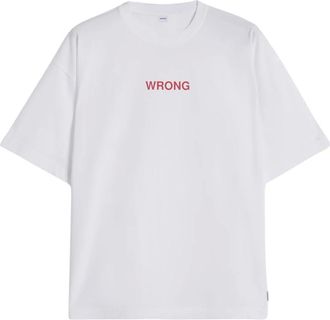 Aspesi Femme, Tops, Blanc, Taille: 36 FR T-shirt en jersey de coton avec imprim&eacute; Wrong