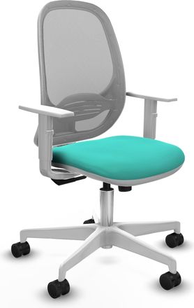 Piqueras y Crespo B&uuml;rostuhl f&uuml;r Lendenwirbels&auml;ule mit wei&szlig;en Armlehnen, ausgestattet mit 3 Positionen und Schneideschaum, mit Rollen von 65 mm, Nylon, Grau/T&uuml;rkis