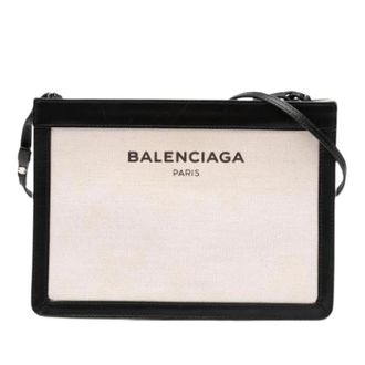 Balenciaga Sac bandouli&egrave;re Pre-owned Navy Pochette - Femme - Pre-owned - Beige - Taille: ONE Size