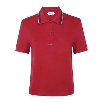 Versace Medusa Griechische Schl&uuml;ssel Kragen Poloshirt - - Tops - Damen - Rot - M