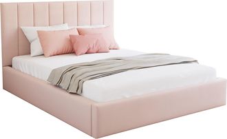 FDM Polsterbett 120x200 cm Doppelbett mit Lattenrost Bettkasten Stauraum Colorado Trinity Altrosa mit Kopfteil modern