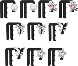 Supvox Lot de 10 Pinces de Serrage de Taille Ajustables pour Pantalons Jeans et Jupes en Métal Robuste Motifs Forme de Noeud Étoile Petit Ours et Ornement Cl