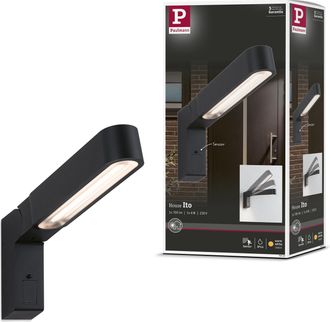 Paulmann 94549 LED Au&szlig;enleuchte Wandleuchte Ito Vertikal IP44 47x301mm 65&deg; Bewegungsmelder 1x6 Watt Outdoor Anthrazit Metall, Kunststoff 3000 K